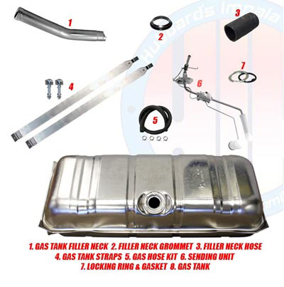 1963 GAS TANK KIT STAINLESS STEAL, BIG BLOCK (set)